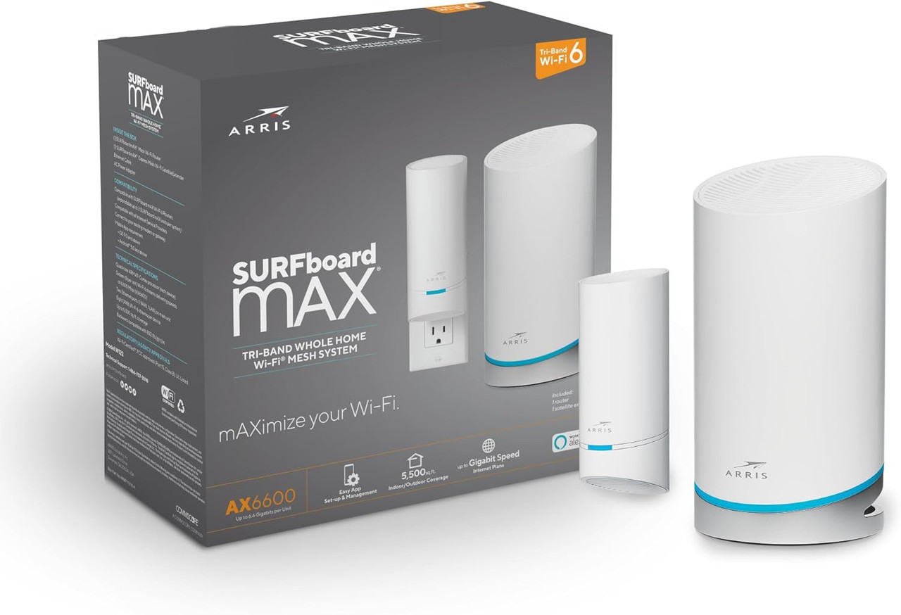ARRIS SURFboard mAX W122 Mesh Wi-Fi 6 Router Mesh| AX6600 Wi-Fi Speeds ...